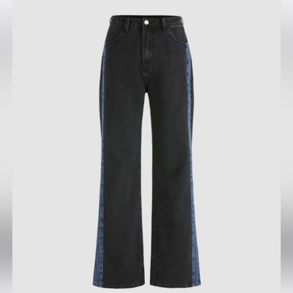 Cider | Jeans | Cider New Denim Patchy Jeans Wide Leg Slits Stripe ...